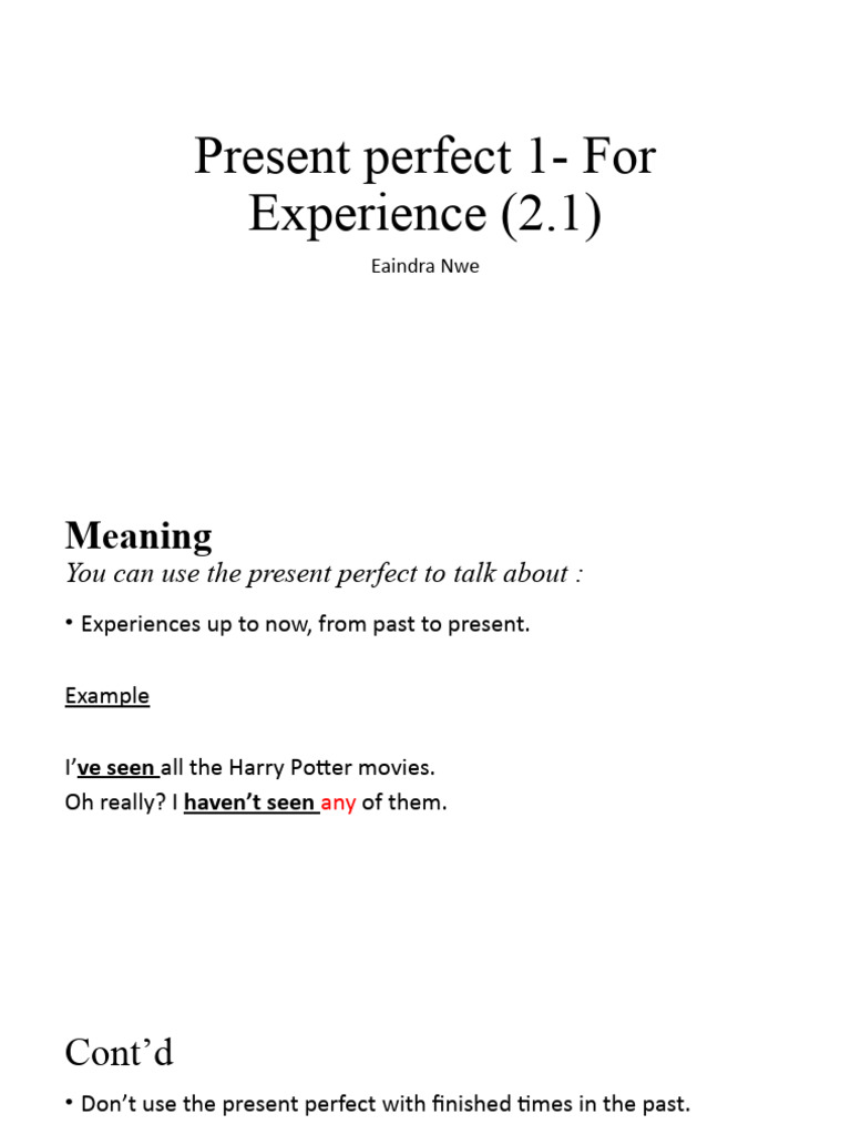 B1 - Unit 2 - Present Perfect | PDF | Career & Growth | Foreign ...
