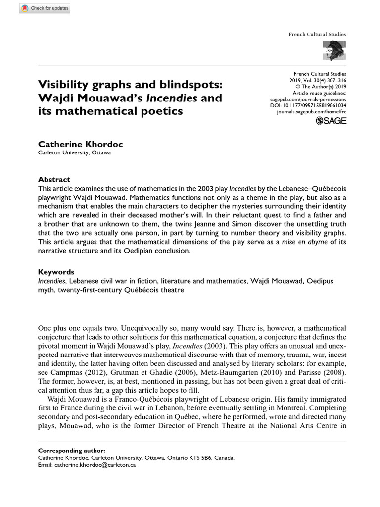 Visibility Graphs and Blindspots - Incendies - Khordoc | PDF