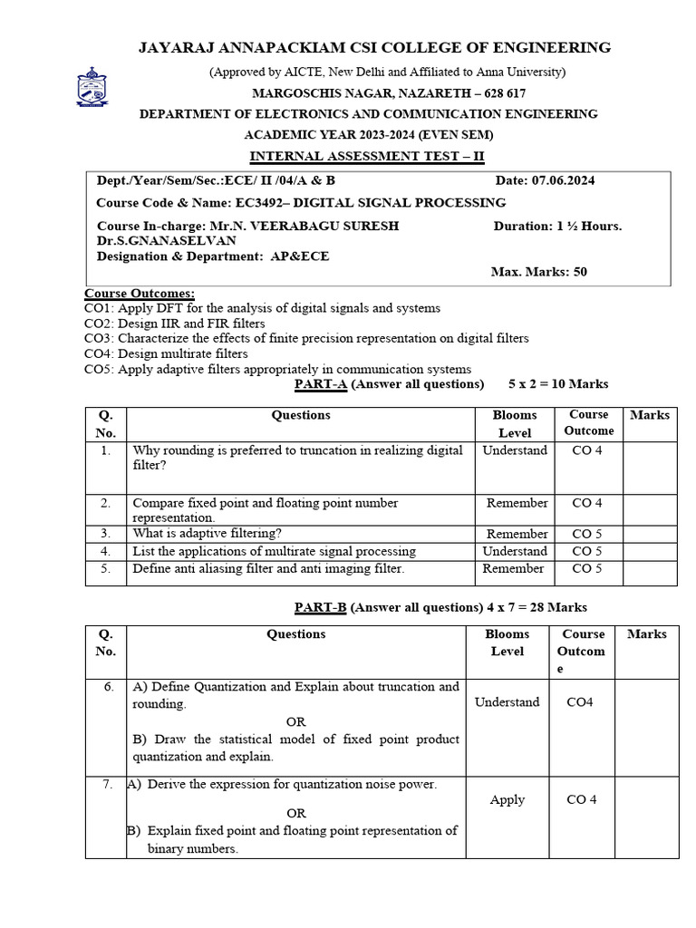 DSP Iat2 | PDF | Digital Signal Processing | Electrical Engineering