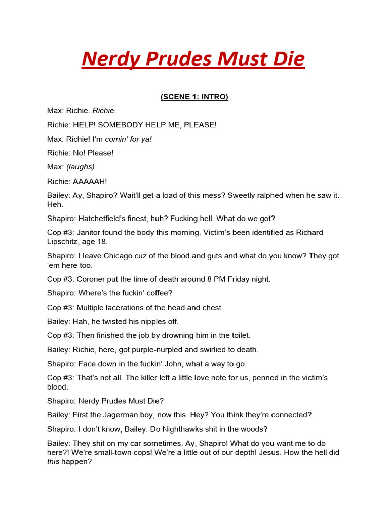 Nerdy Prudes Must Die Script | PDF