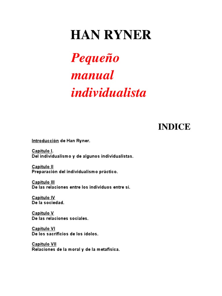 Pequeño Manual Individualista - Han Ryner | PDF | Epicteto | Moralidad