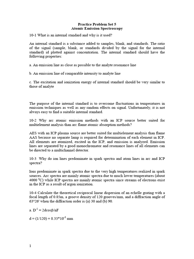 Practice Problem Set 5 Atomic Emission Spectros | Download Free PDF ...