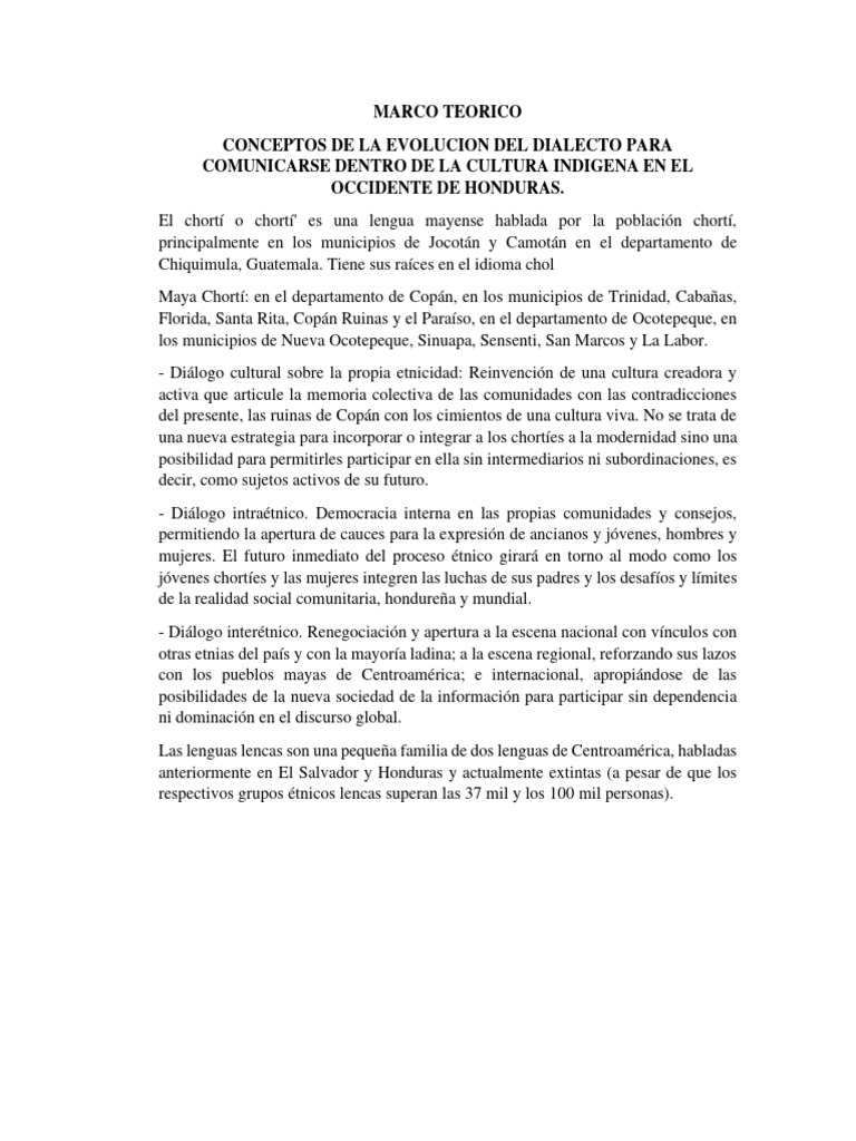 Evolución Dialecto Chortí en Honduras | PDF | Honduras
