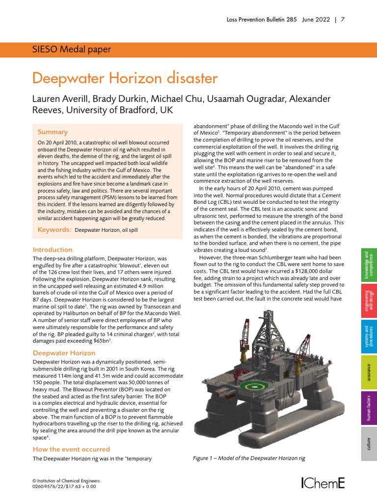 Deepwater Horizon Disaster Overview | PDF | Deepwater Horizon | Blowout ...