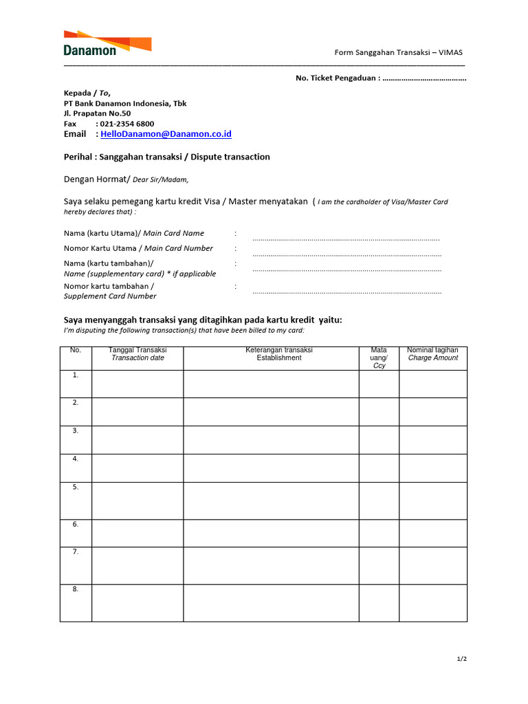 Form Dispute VIMAS | PDF