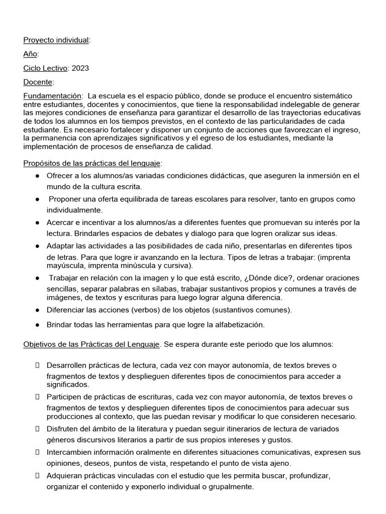 Proyecto Individual | PDF | Escritura | Enseñando