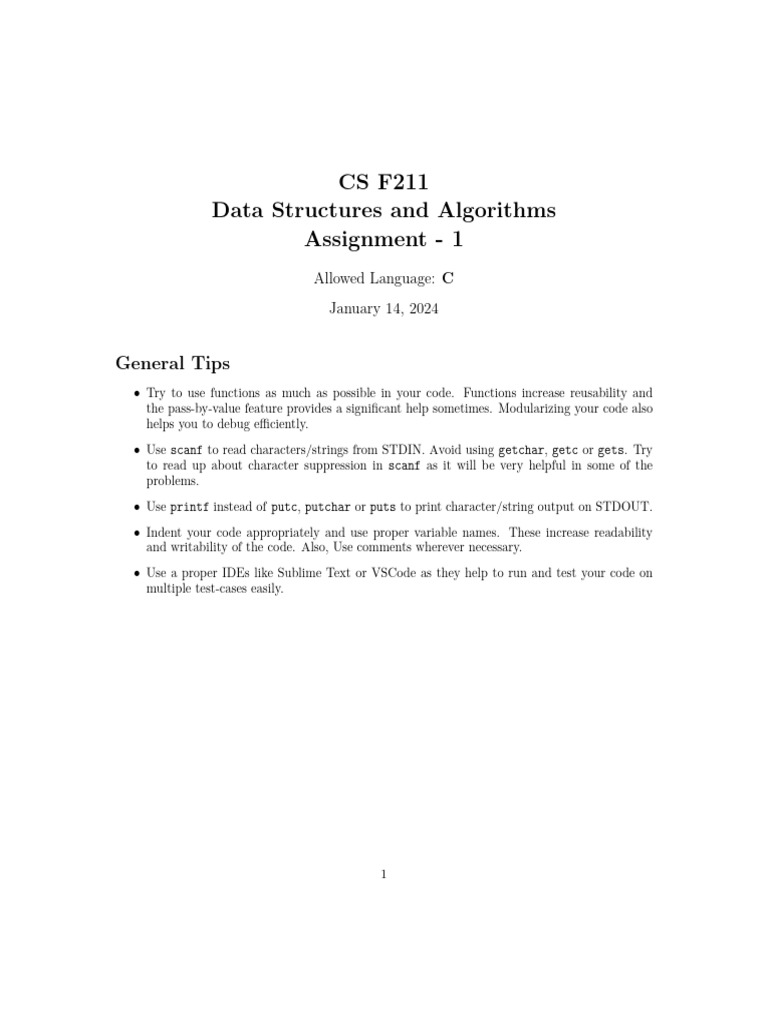 CS_F211_2024_A1 | Download Free PDF | String (Computer Science) | Program Optimization