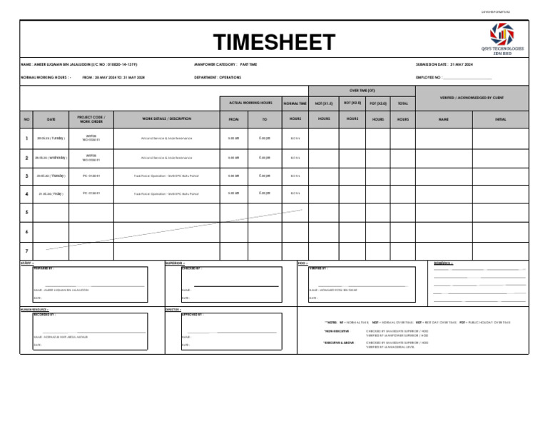 Time Sheet Ameer Luqman | PDF | Human Resources | Industrial Organization
