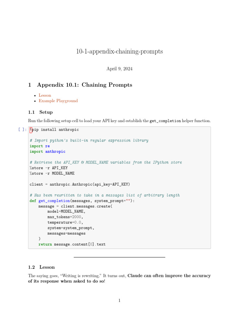 10 1 Appendix Chaining Prompts | PDF | Software | Software Development