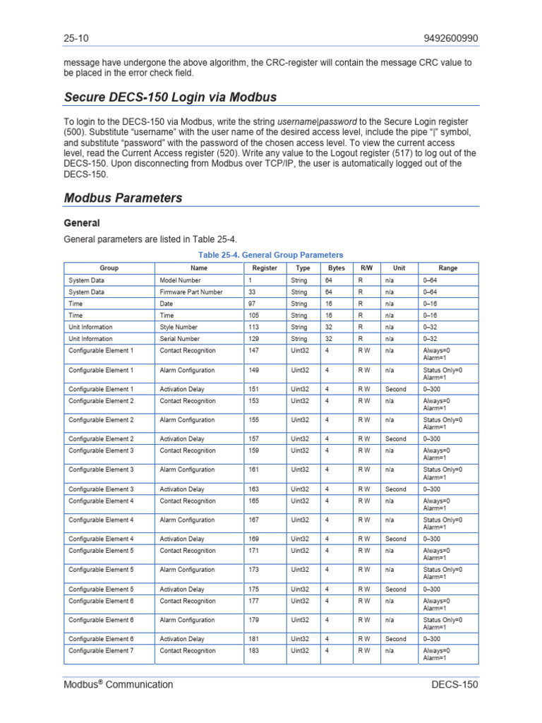 DECS 150 Modbus Address | Download Free PDF | String (Computer Science) | Login