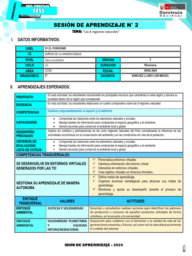 SESION CCSS 2°. | PDF | Aprendizaje | Evaluación