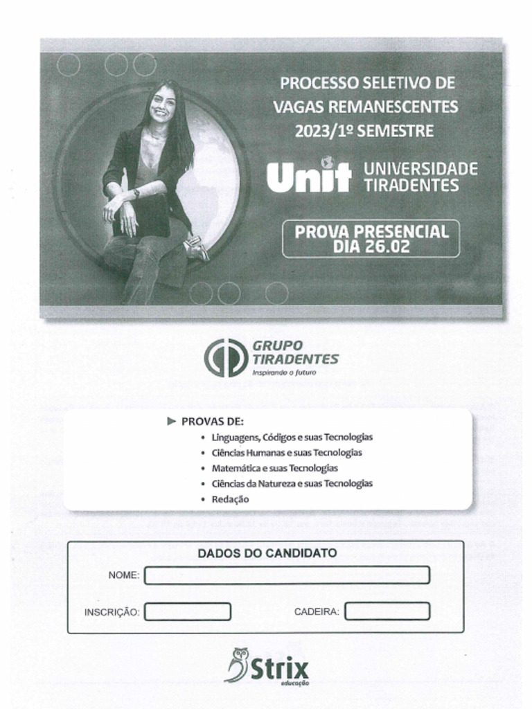 Caderno de Prova - 26.02.2023 | PDF