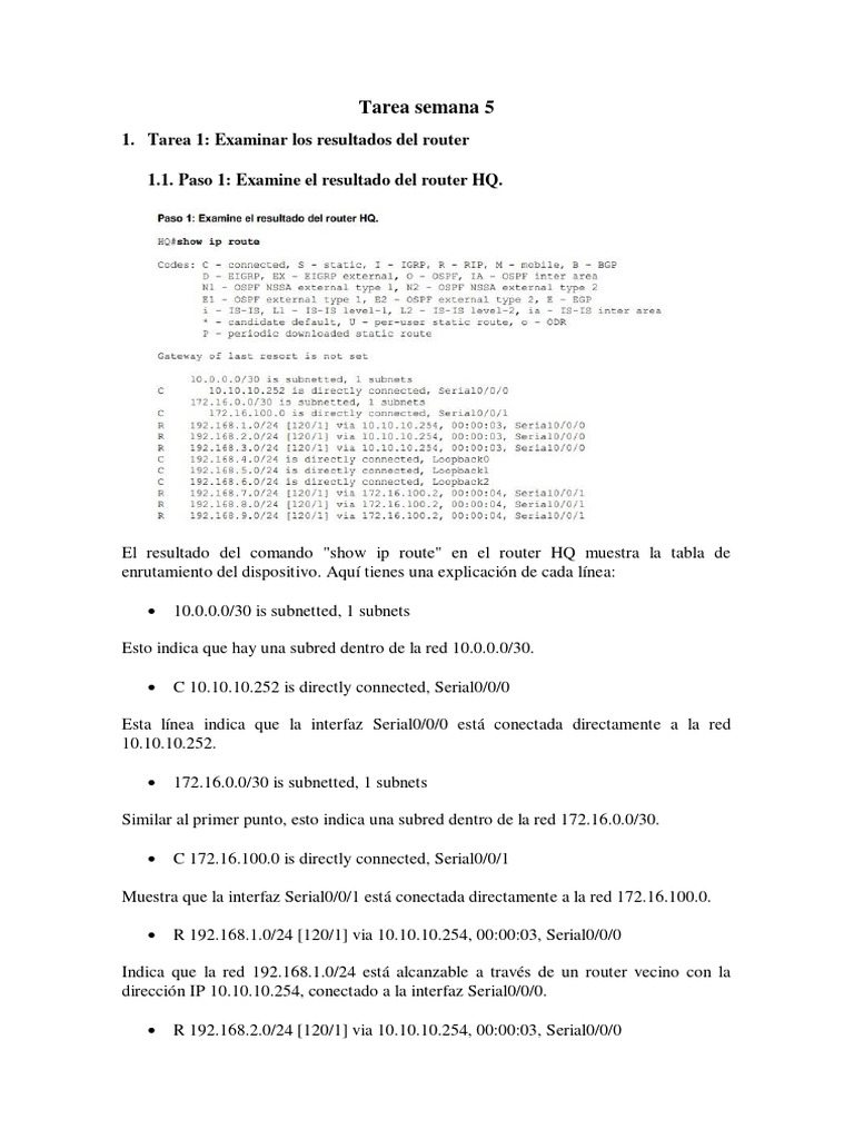 Tarea Semana 5 | PDF | Enrutador (Computación) | Dirección IP