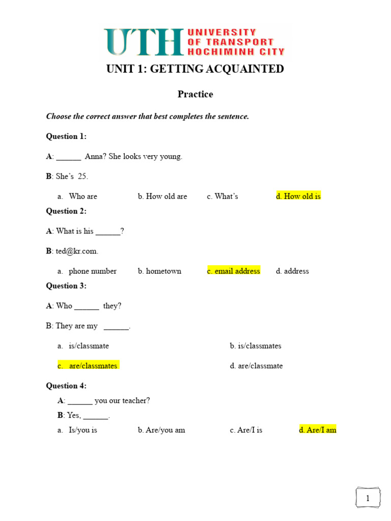 B2.2 - Unit 1 - Practice | PDF