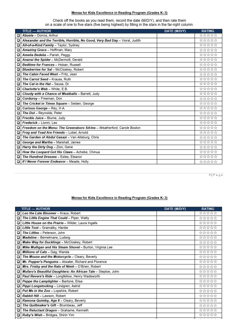 Excellence in Reading K 3 List | PDF | Children's Literature | American ...