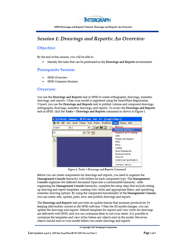 SP3D Drawings and Reports S1 Tutorial | Download Free PDF | Computer ...