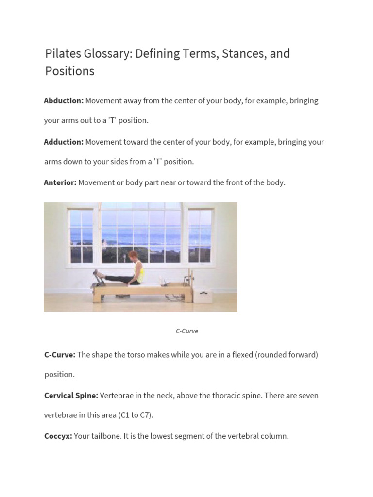 Pilates Glossary | PDF | Anatomical Terms Of Motion | Vertebral Column