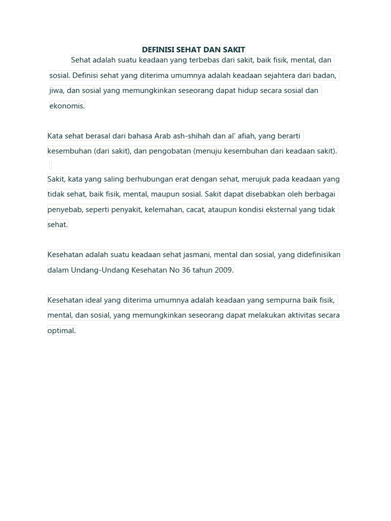 Konsep Dasar Sehat Dan Sakit | PDF
