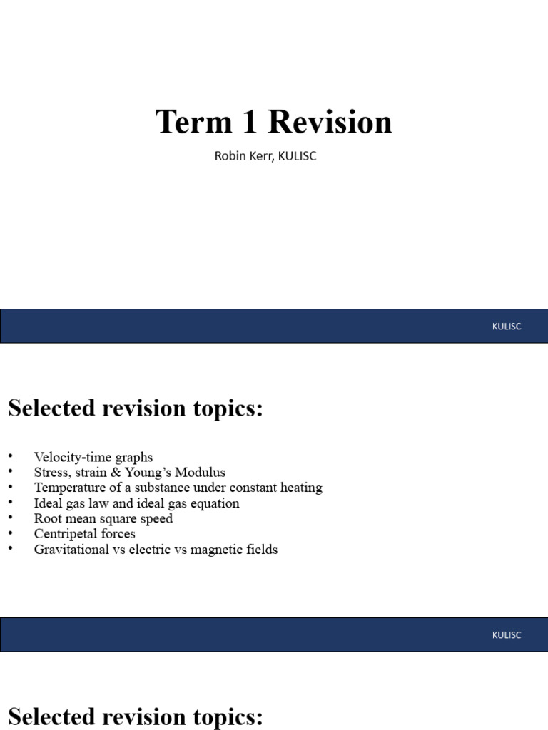 Term 1 Physics Revision Topics | PDF | Deformation (Engineering) | Gases