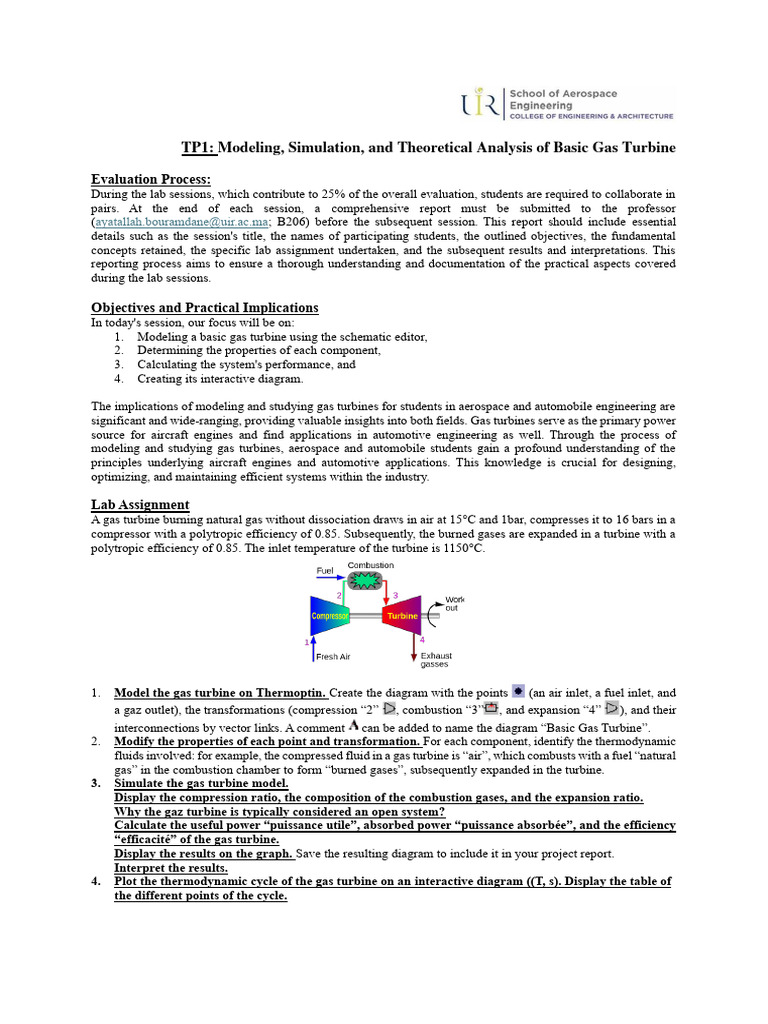 TP1 Thermodynamics AeroAuto | PDF | Gases | Turbine