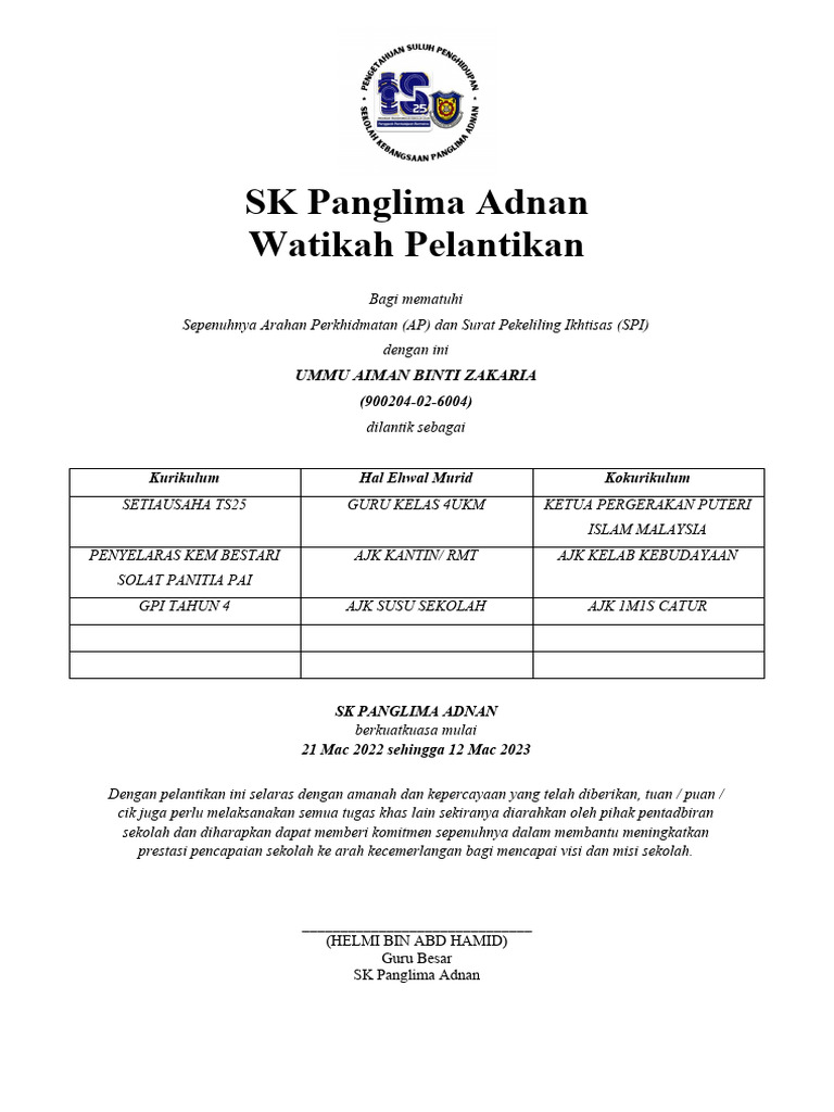 Surat Watikah 2022 Edit | PDF