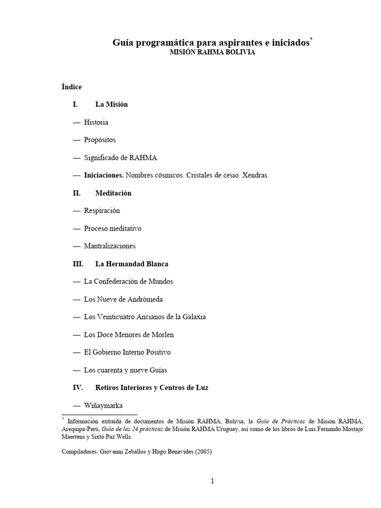 Guía de Misión RAHMA Bolivia: Espiritualidad y Prácticas | PDF ...
