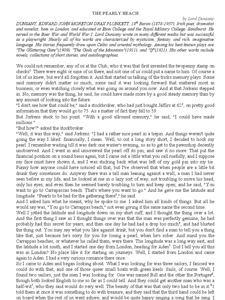 The Pearly Beach | PDF | Edward Plunkett, 18th Baron Of Dunsany