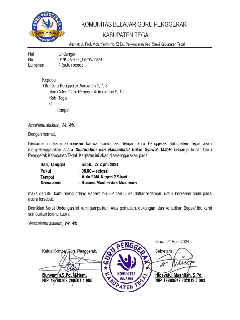 Surat Undangan HBH GP 2024 - GP CGP | PDF