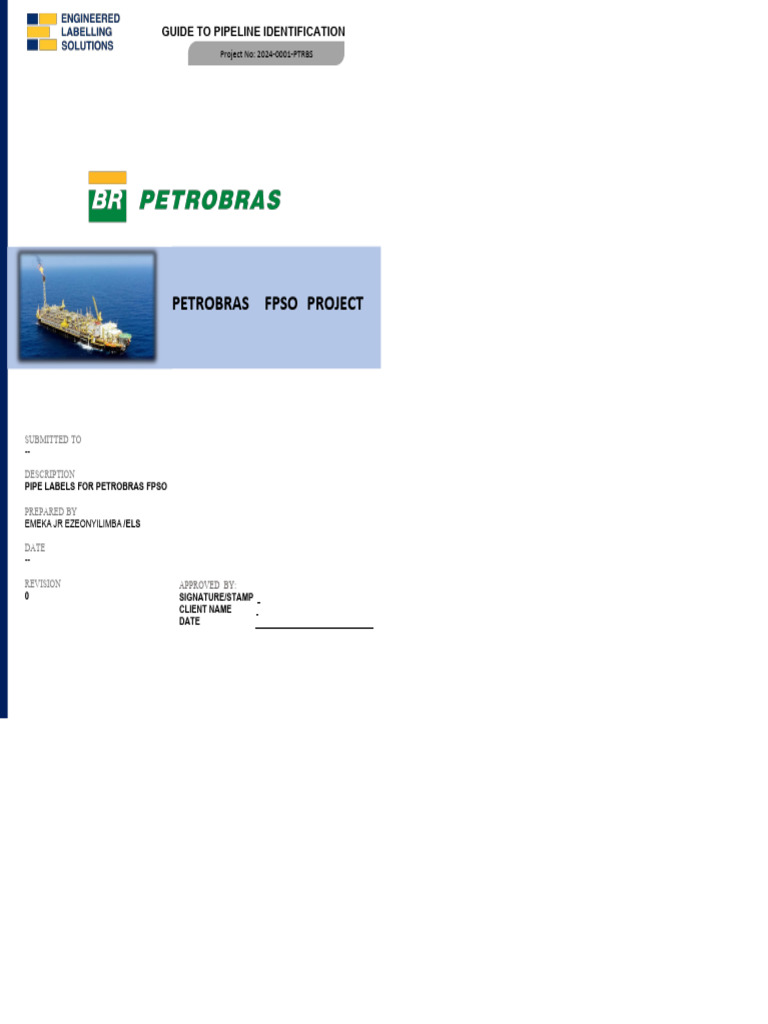 Petrobras FPSO Pipeline Labeling Guide | PDF | Pipe (Fluid Conveyance ...
