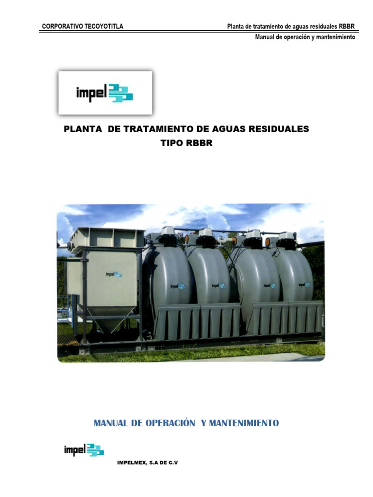 Manual de Operacion y Mantenimiento Ptar RBBR | PDF | Agua | Aguas residuales