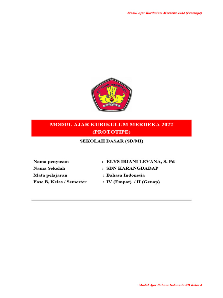 Modul Ajar B.Indo BAB 5 KELAS 4 | PDF | Karier & Perkembangan | Kajian Bahasa Asing