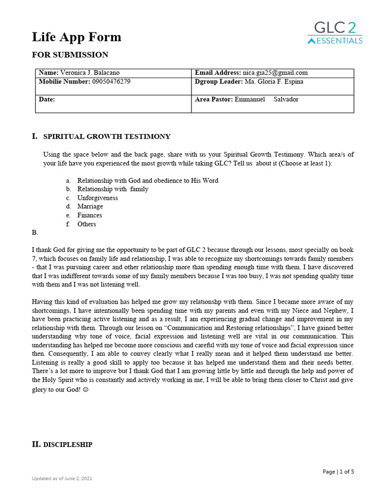 2021-GLC-2-Life-App_as-of-June-14 | PDF | Jesus | Bible