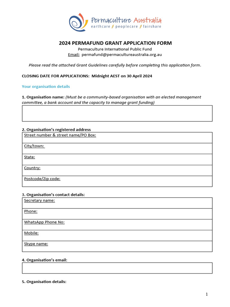 2024 Permafund Grant Application Form | PDF | Environmental Degradation ...