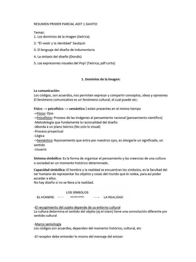 Resumen para Estudiar Primer Parcial Gavito Adit 1 | PDF | Percepción ...