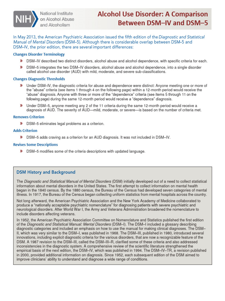 AUD - A - Comparison BTW DSM 4 and DSM 5 | PDF | Diagnostic And ...