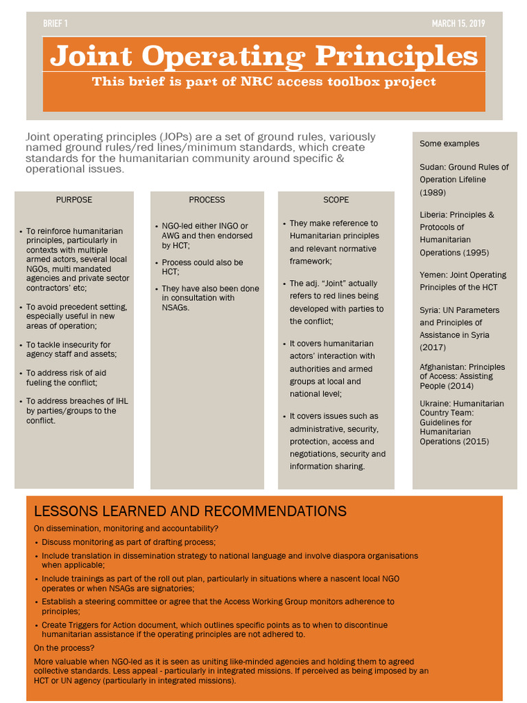 Joint Operating Principles Summary | PDF | International Relations