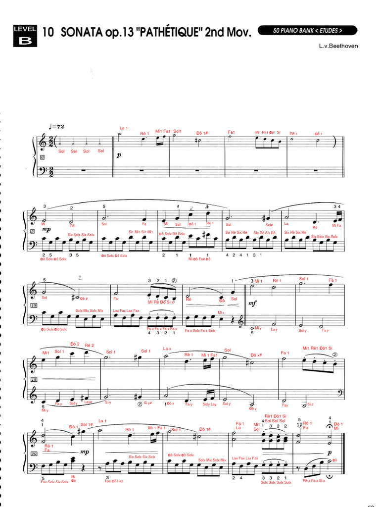 SONATA Op. 13 PATHETIQUE 2nd Mov. (L.v.Beethoven | PDF