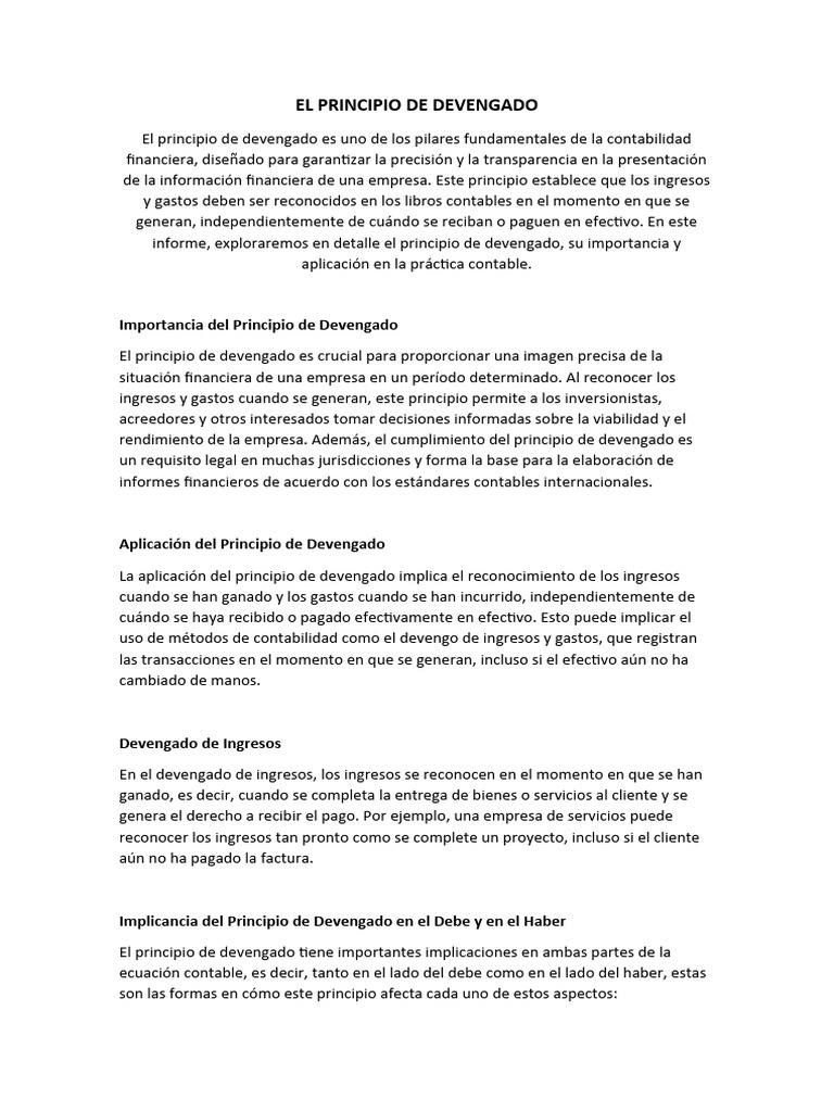 EL PRINCIPIO DE DEVENGADO | PDF | Contabilidad | Negocios económicos