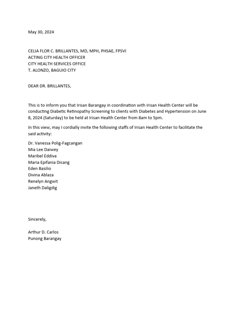 Invitation Letter | PDF | Wellness