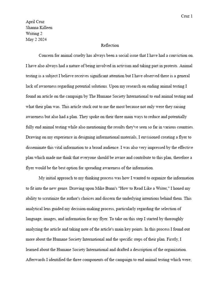 Writing Project 1 Final Reflection Draft | PDF | Information | Essays