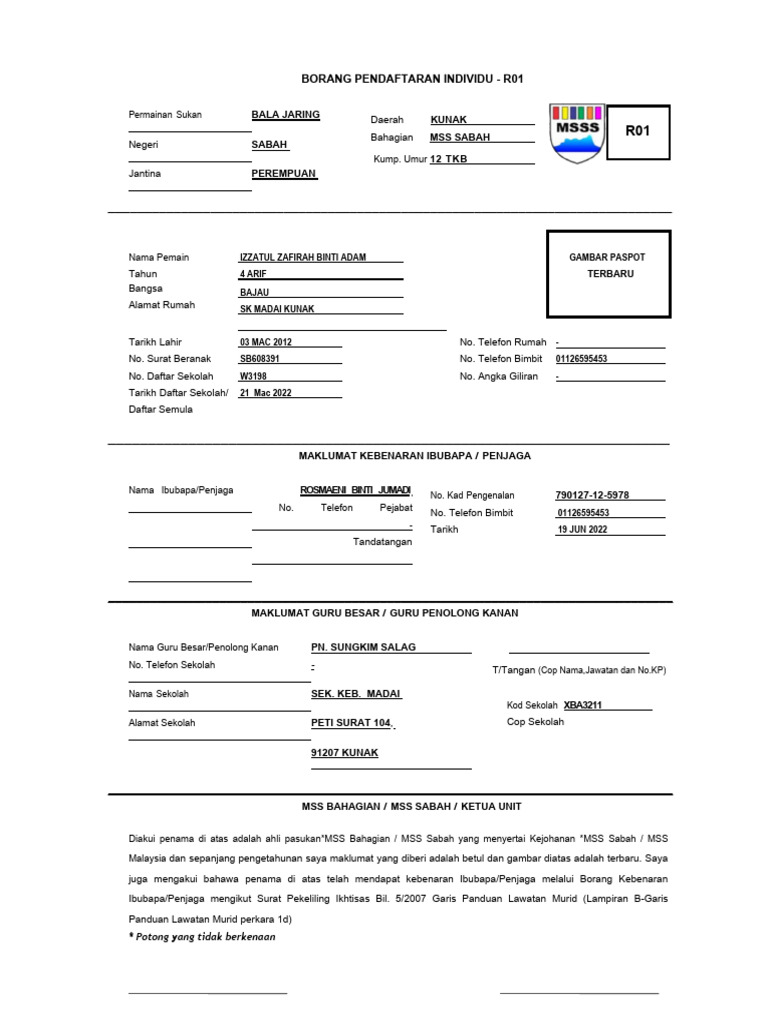 Borang R01 & R02 (Terbaru 2022) | PDF
