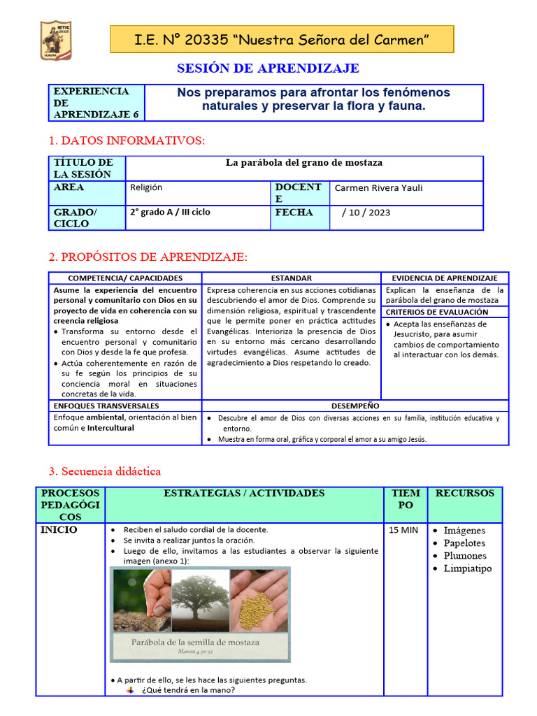 La Parábola del Grano de Mostaza | PDF | Aprendizaje | Fe