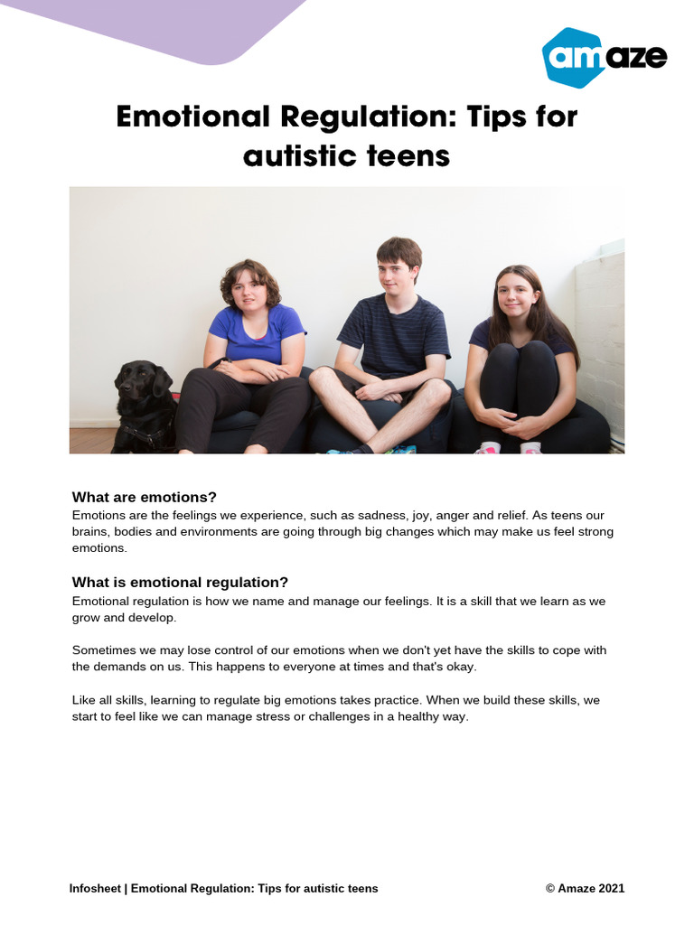 Amaze Emotional Regulation Tips for Autistic Teens 1 | PDF | Emotions ...