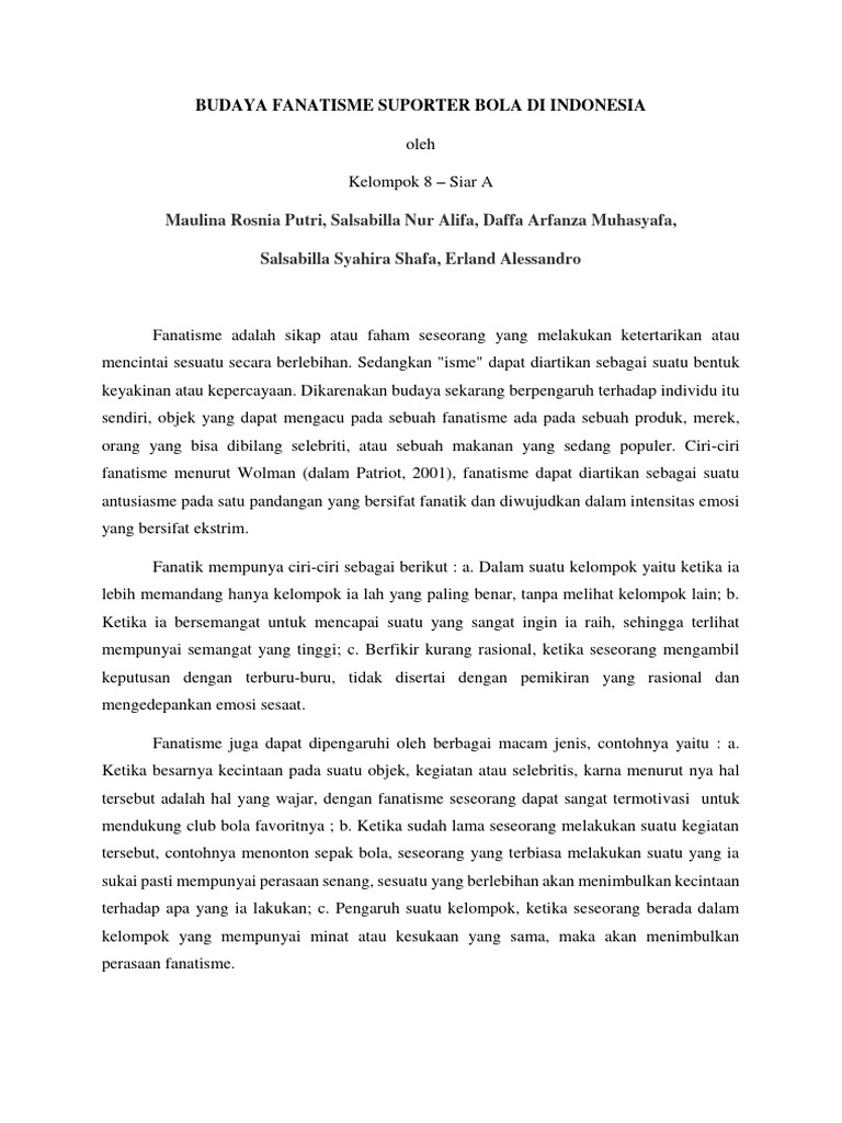 Fanatisme Suporter Bola Indonesia | PDF