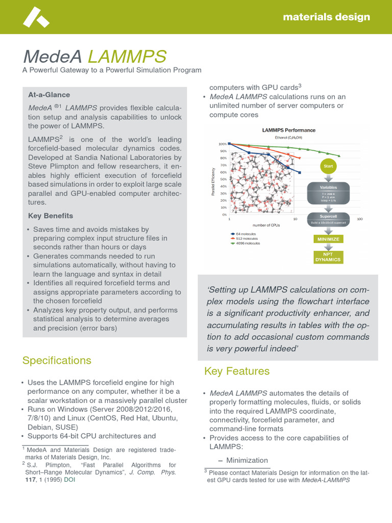 Datasheet-LAMMPS | PDF | Molecular Dynamics | Simulation