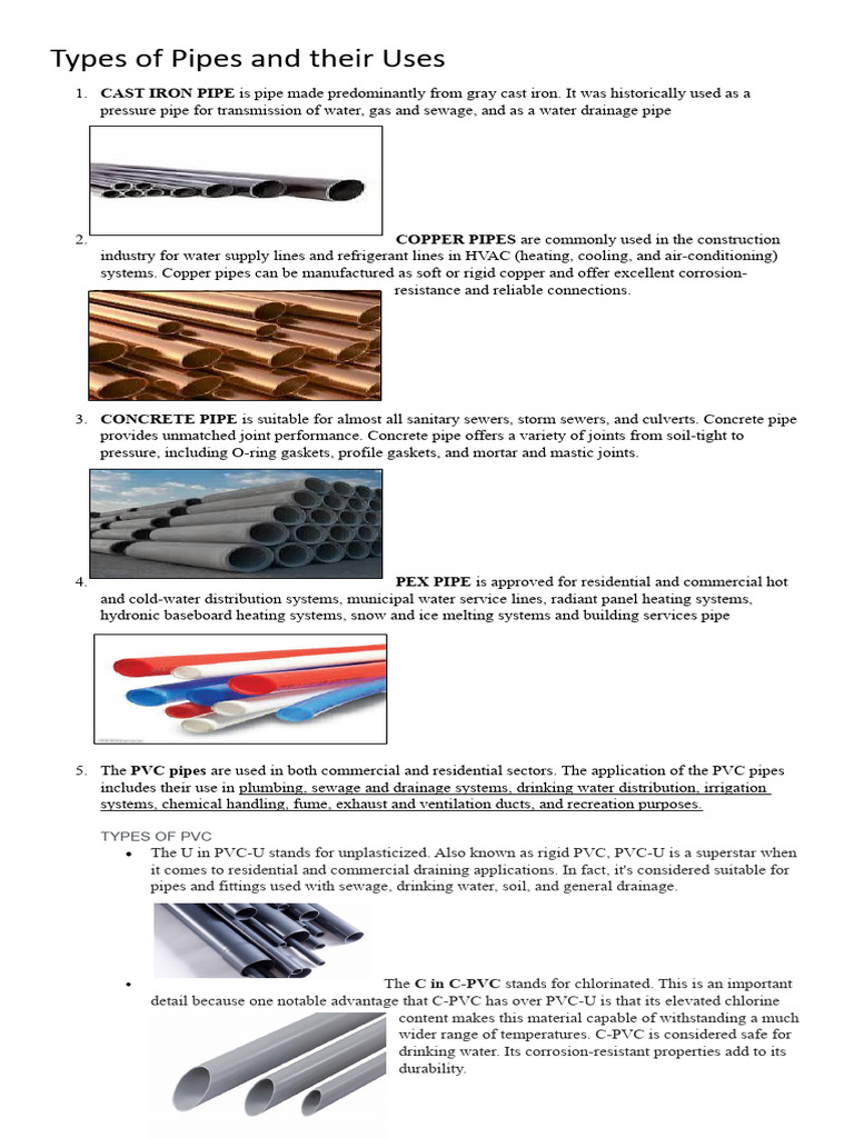 Types of Pipes and Their Applications | PDF | Pipe (Fluid Conveyance ...