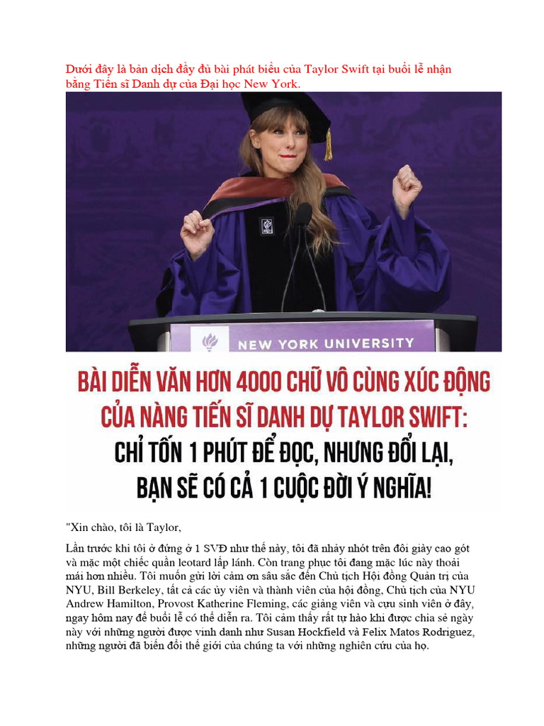 Taylor Swift's speech at NYU | PDF
