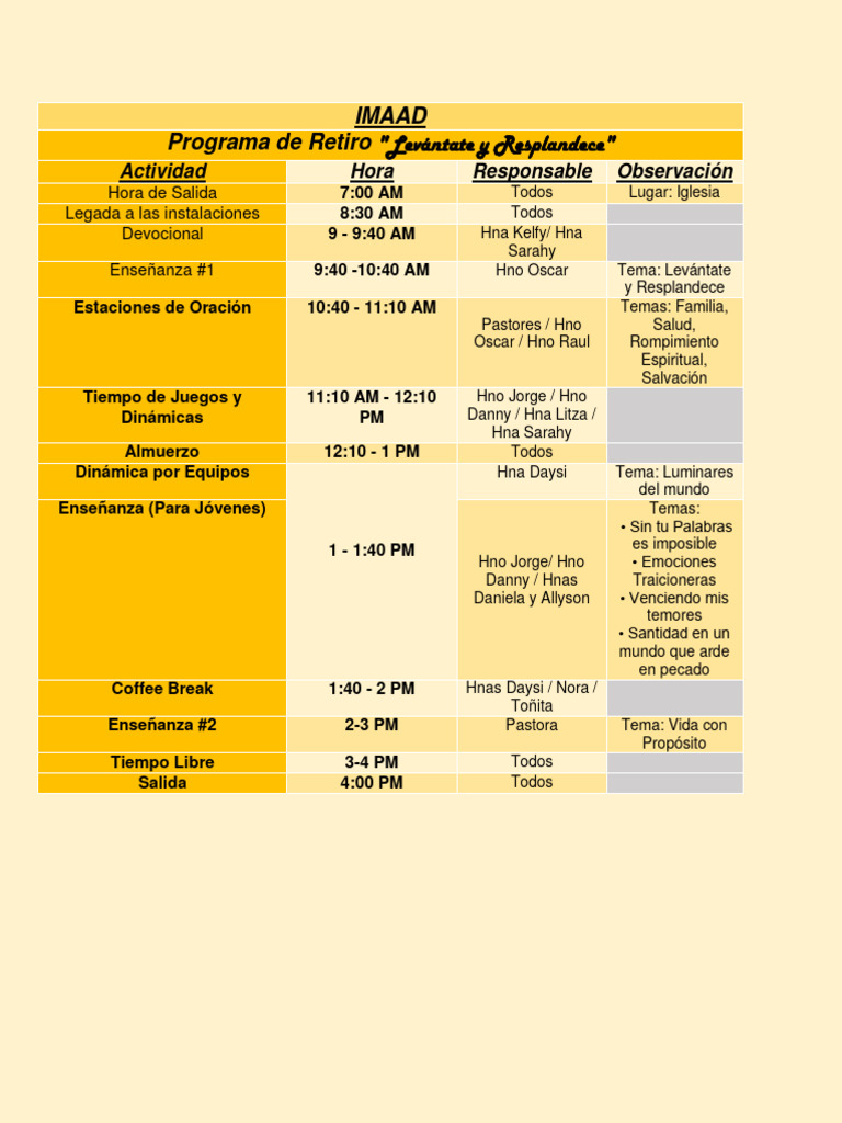 IMAAD - Programa Retiro | PDF