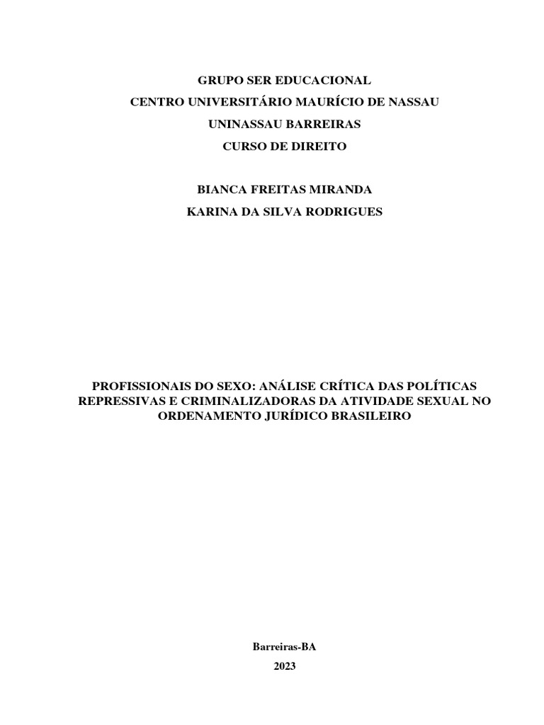 TCC - Original | PDF | Prostituição | Crimes