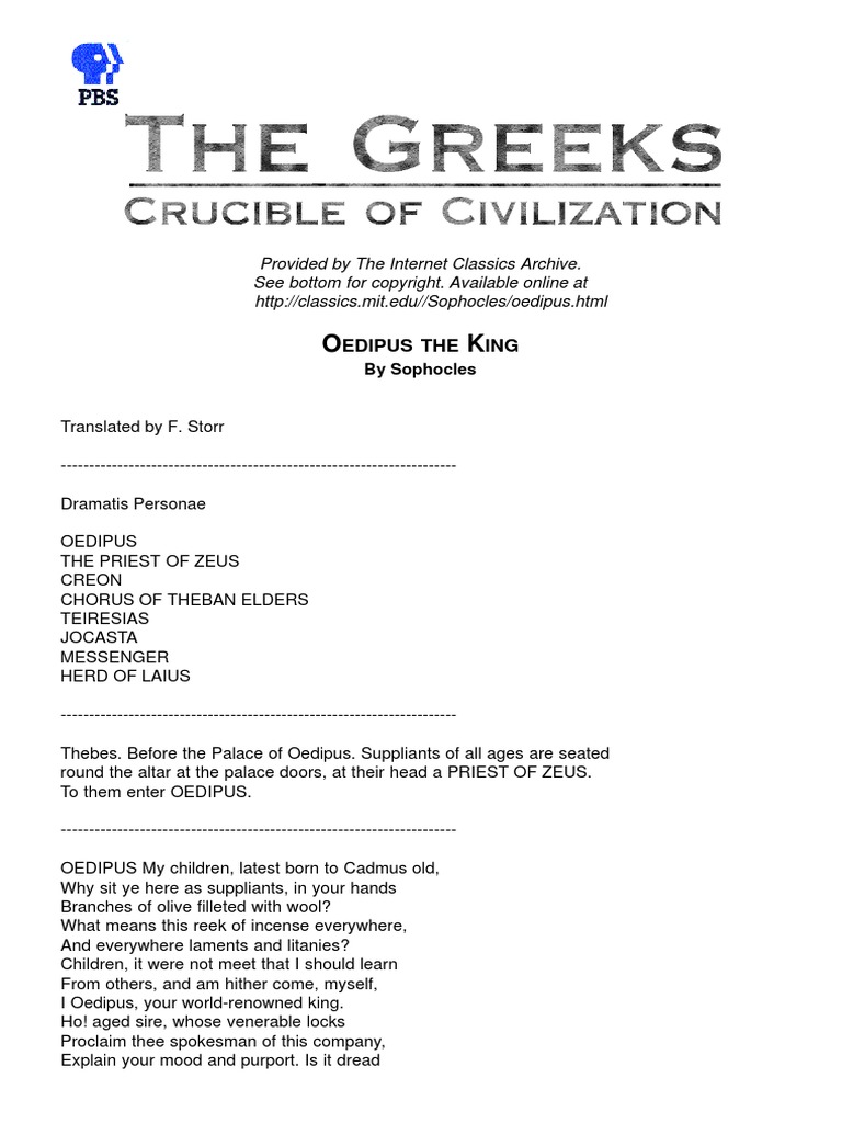 Provided by The Internet Classics Archive | PDF | Oedipus | Greek Mythology